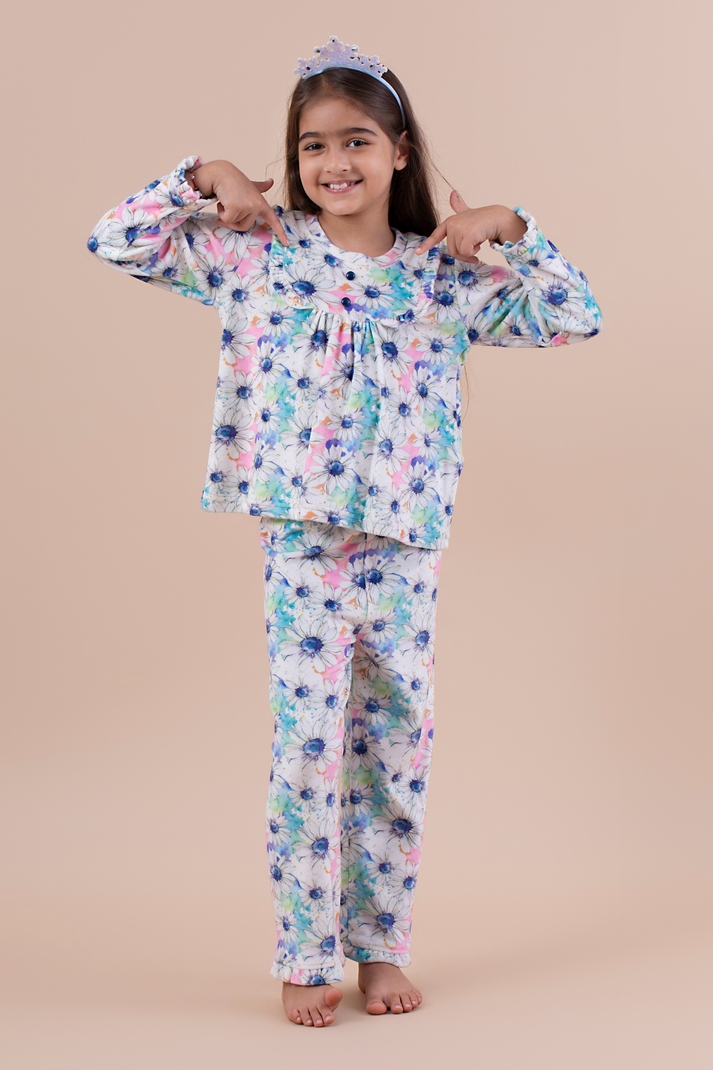 Blue floral printed nightsuit – Bubs and bubbles
